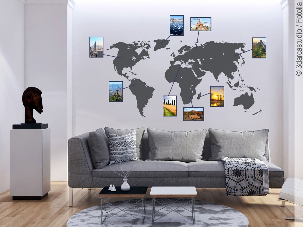 Wandtattoo Fotorahmen Weltkarte : tolle Dekorationsidee
